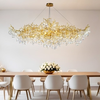KAYLA 47.2" 14-Lights Gold Luxury Crystal Linear Chandelier - Bed Bath ...