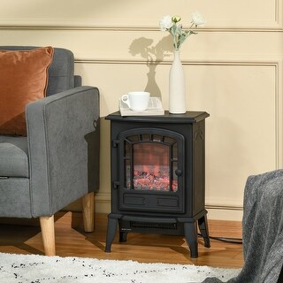 Freestanding Electric Fireplace Stove with Realistic Flame Effect - Bed ...