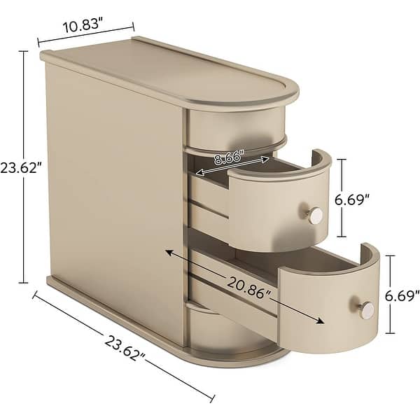 Solid Wood Chairside End Table, Two-Drawer Narrow Side Table Slim - Bed ...