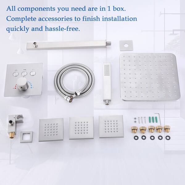 Luxury 3-Way Complete Rain Shower System with 3-Body Jet and Rough-in ...