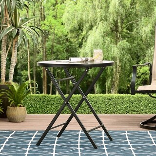 26" Round Steel Bistro Folding Table - Bed Bath & Beyond - 37954006