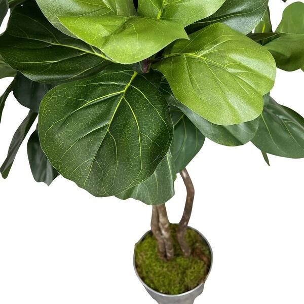 Handmade 6' Artificial Fig Tree Deluxe in Farmhouse Metal Planter ...