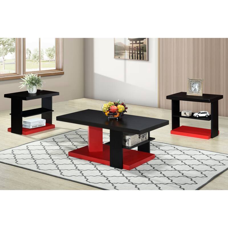 Titanic Furniture Igor 3-Piece Wood Coffee and End Table Set in Black ...