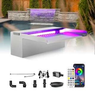 Waterfall Spillway, APP Control Multi-Color LED Light Outdoor Pool ...