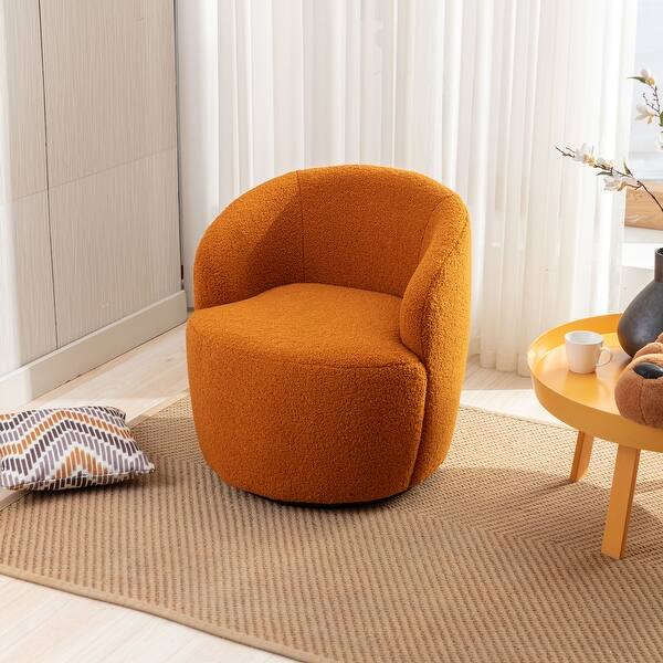Teddy Fabric 360掳Swivel Chair Accent Armchair Barrel Chair With Black ...