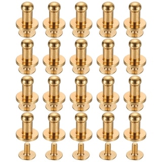 20Sets Brass Ball Head Stud Rivet, 6mm Dia. Screw Back Button Nipple ...