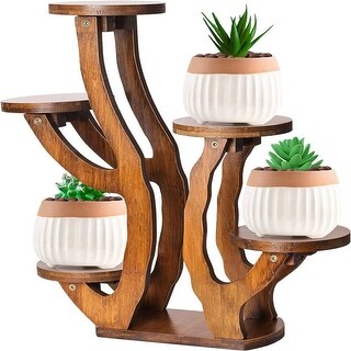 6 Tiered Triangle Wood Plant Stand Corner Flower Shelf Indoor Outdoor ...
