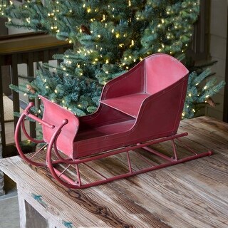Vintage Red Metal European Sleigh - 32"L x 12"W x 16"H - Bed Bath ...