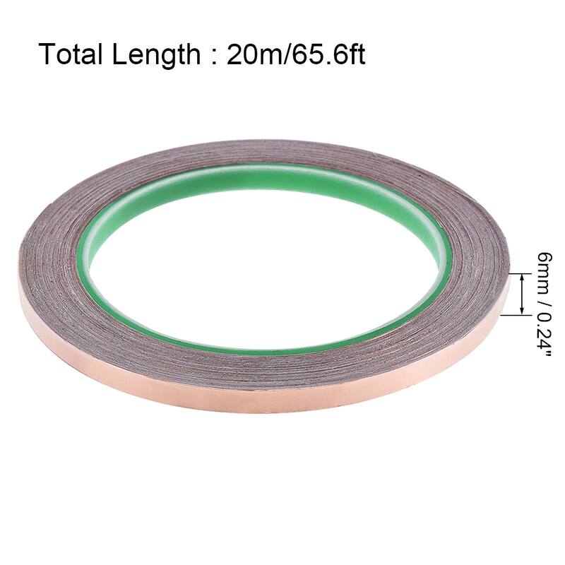 Double Sided Conductive Tape Copper Foil Tape 6mm x 20m/65.6ft for EMI ...