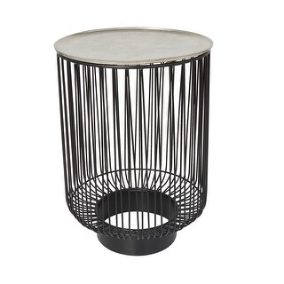 Aluminum Metal Geometric Open Frame Wire Accent Table with Silver ...
