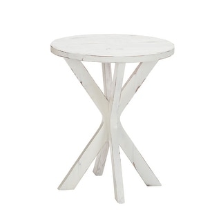 Rustic Modern White Round X Base End Table - Bed Bath & Beyond - 35453610