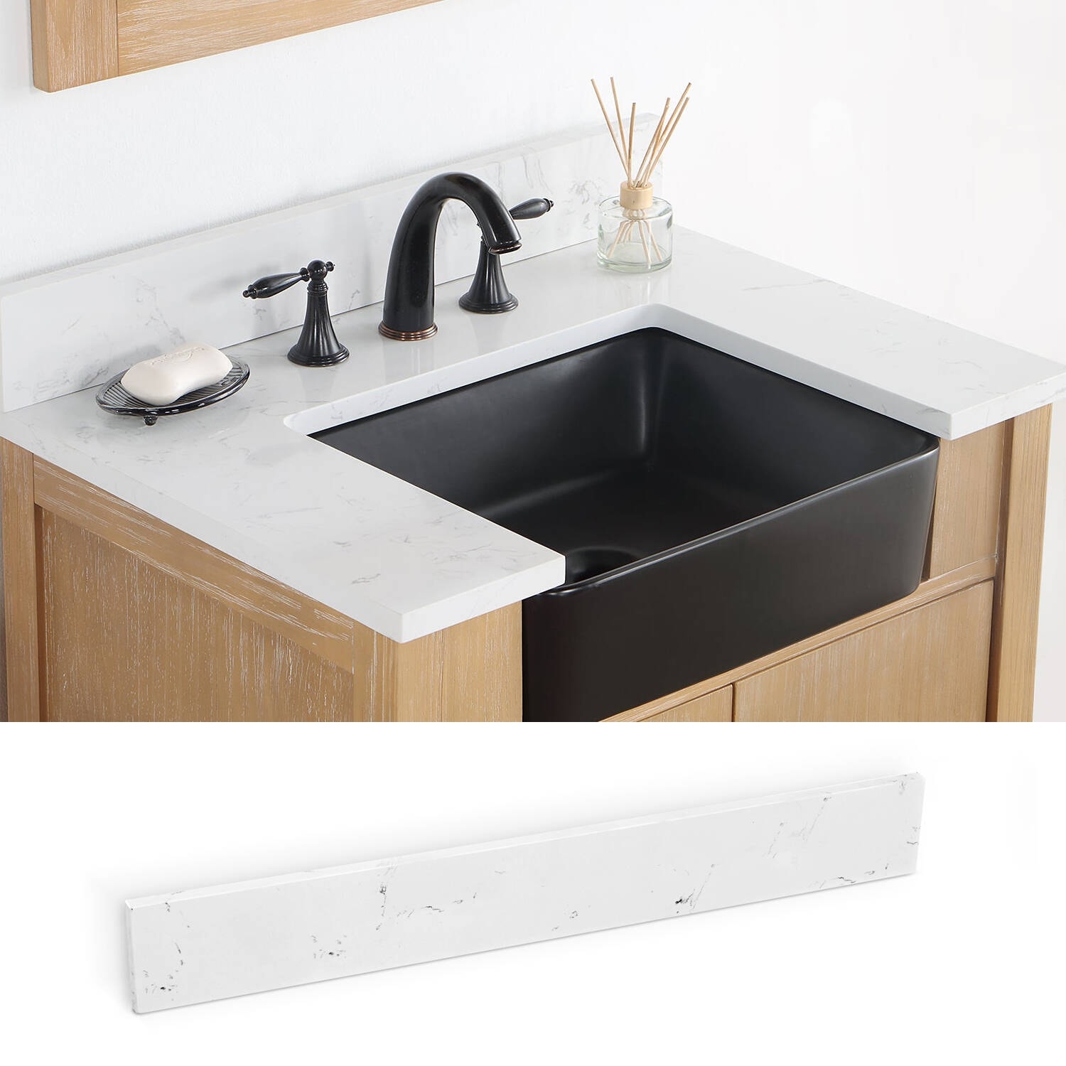 60 in. Engineered Marble Backsplash For Cabinet Vanity - On Sale - Bed ...