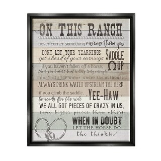 Stupell On This Ranch Rules Framed Floater Canvas Wall Art Design by ...