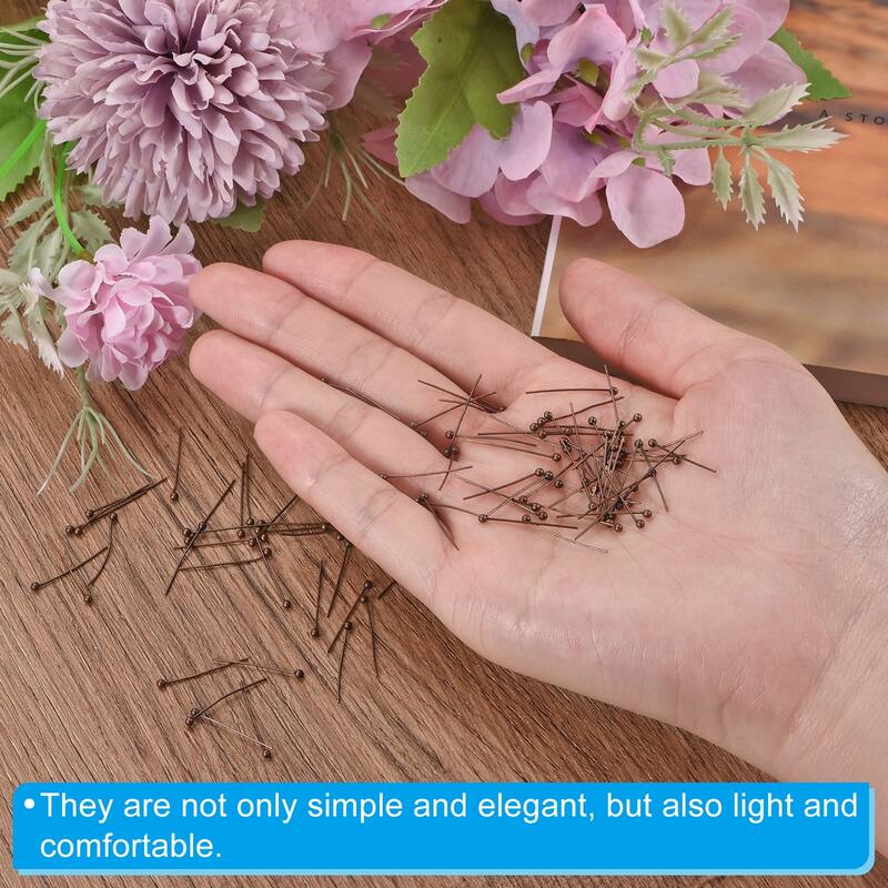 100Pcs Red Copper Ball Head Pins 20mm Wire Head Pins Brass 20 Gauge ...