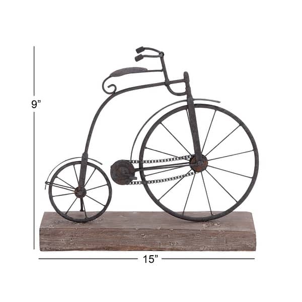 Black Metal Bike Decorative Sculpture with Wood Base - Bed Bath ...