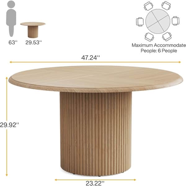 47.24 Inches Round Farmhouse Dining Table for 4 Kitchen Table for ...