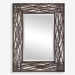 Distressed Beveled Rectangular Wall Mirror - 42" - Brown - Bed Bath ...