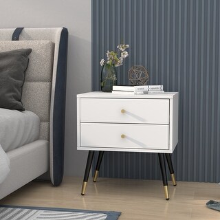 Nightstands with 2 Pull-out Drawers, Bedside Table Portable End Side ...