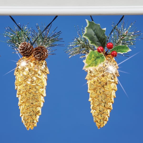 Set of 10 Pine Cone Holiday Solar String Lights - 70 x 6.5 x 2 - Bed ...