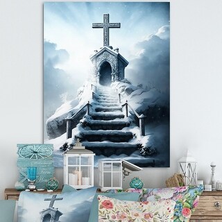 Designart 'Stairway To Heaven In Winter II' Spiritual Canvas Wall Art ...