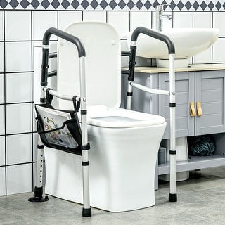 2 in 1 Stand Alone Toilet Safety Rails, 300lb Stand-Assist Walker with ...