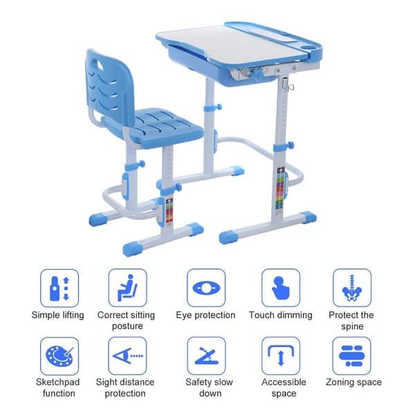 Student Study Desk Chair Set Height Adjustable Study Desk And Chair Set ...