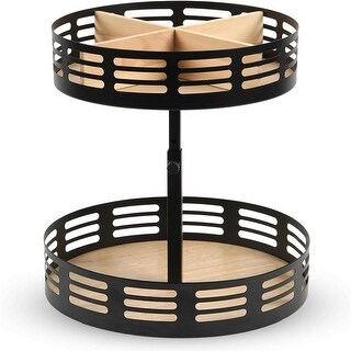Two-tier rotating tray storage rack, 4-level adjustable height rotating ...
