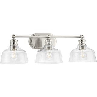 Singleton Collection 3-Light 26.5 in. Brushed Nickel Vanity Light with ...