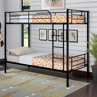 40" Metal Twin Bunk Bed in Powder Coating Black - Bed Bath & Beyond ...