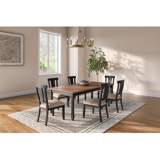 Traditional Wood Kitchen Extension Dining Table and Six Chairs, Black ...