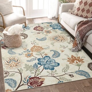 Living Room Area Rug 9x12 Modern Floral Rug - 9 x 12 Feet - Bed Bath ...