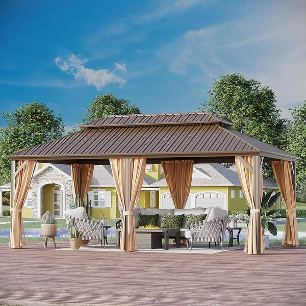 GAZEBEST Big Size Hardtop Gazebo Outdoor Aluminum Patio Gazebo Double ...