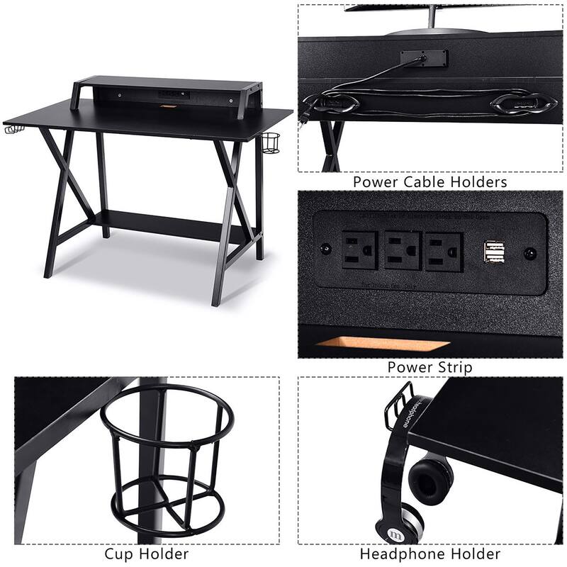 48 Inch Gaming Desk Professional E-Sport Gamer Table Workstation ...