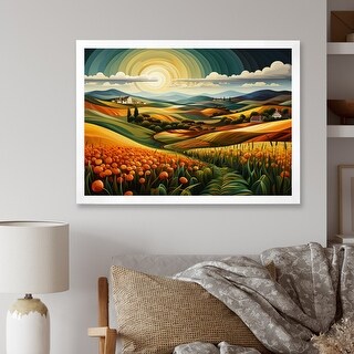 Designart "Countryside Geometric Plains II" Landscapes Framed Wall Art ...