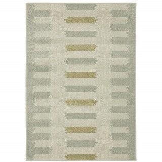 HomeRoots 10' X 13' Beige Grey Gold And Green Geometric Power Loom ...