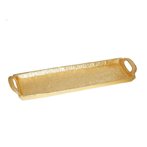Textured Gold Oblong Tray with Handles - 17.25"L - Bed Bath & Beyond ...
