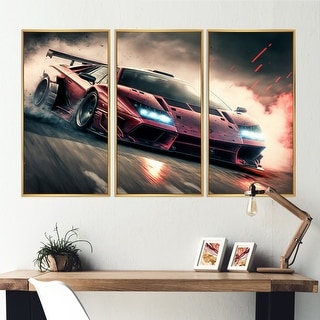 Designart "Red Italian Lambo Sports Car Racing In Urban Setting II ...