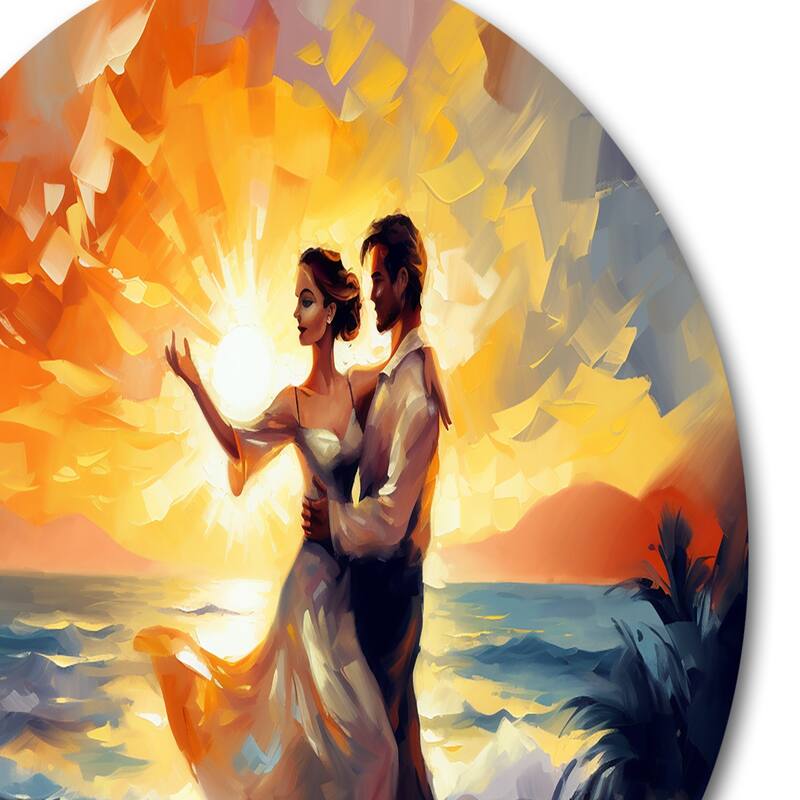 Designart "Colorful Bolero Couple Dancing III" Romantic Metal Round ...
