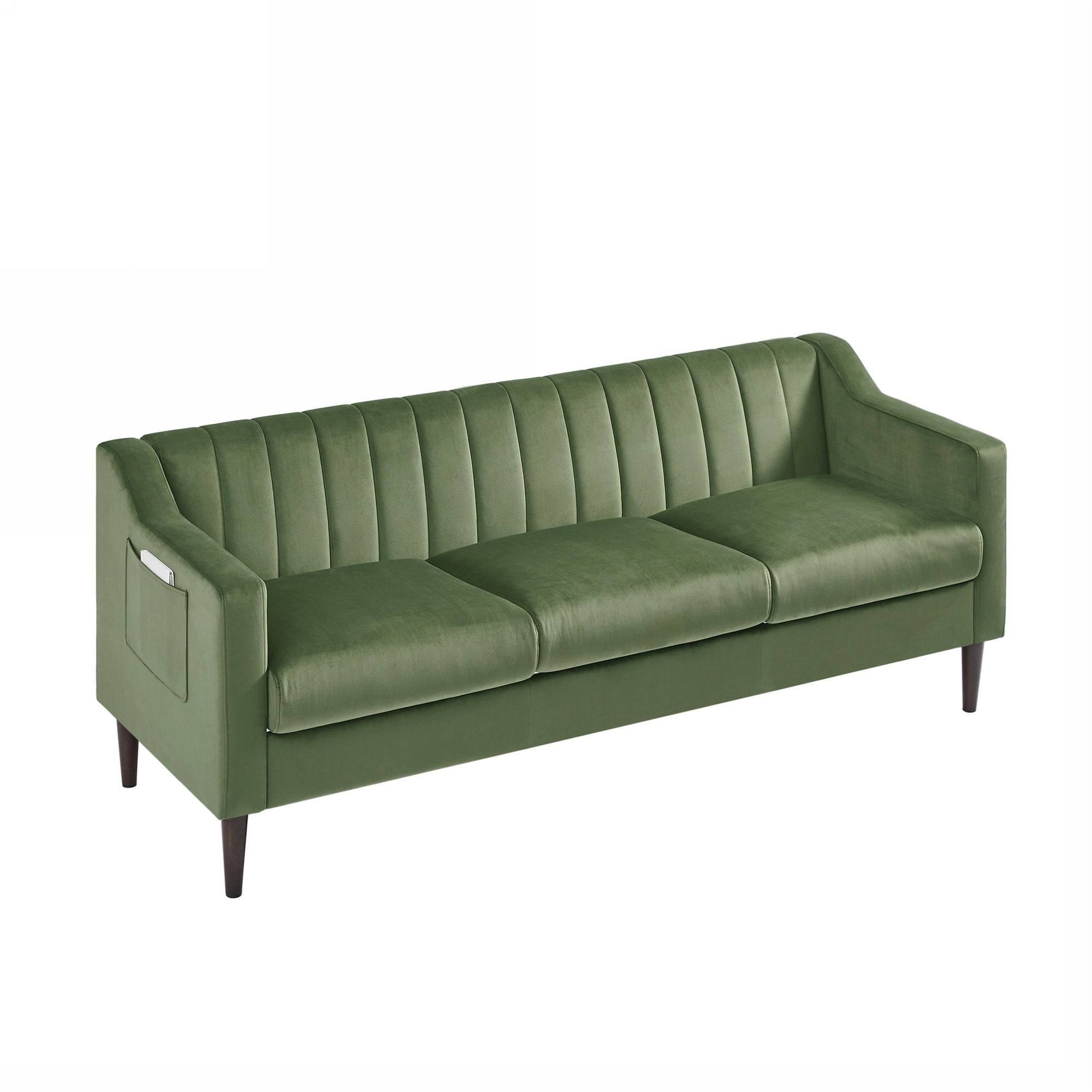 Mid Century Modern Chesterfield Velvet Sofa Couch with Wooden Frame and ...