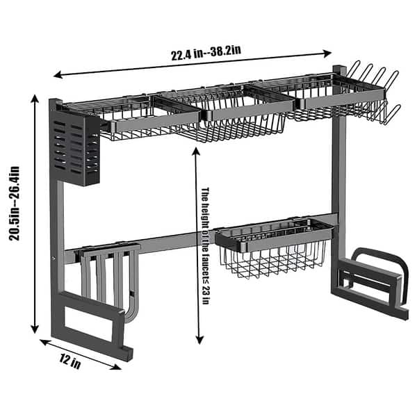 Adjustable Stainless Steel Over Sink Dish Drying Rack - Bed Bath ...