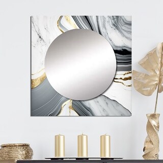 Designart "Abstract Geode Marble Waves Grey II" Modern Wall Mirror ...