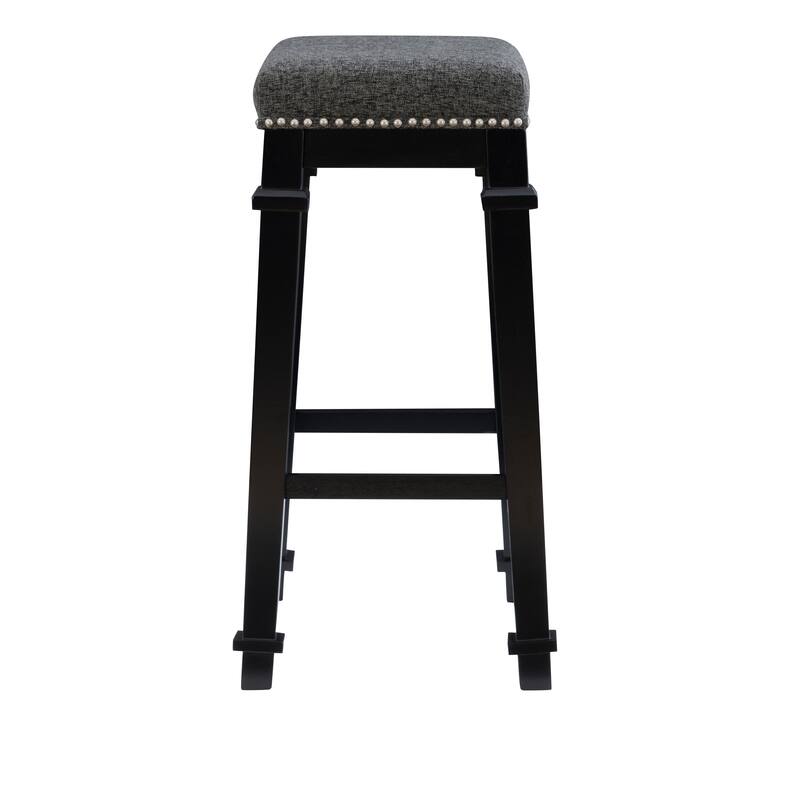 Mayfair Black & White Tweed 31-inch Backless Bar Stool - Bed Bath ...