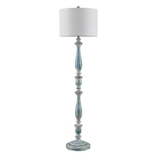 KAWOTI 61.25'' Rustic Distressed Light Blue Floor Lamp with Beige Linen ...