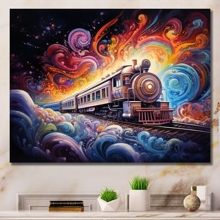 Designart "Cosmic Voyages An Abstract Train I" Transportation Canvas ...