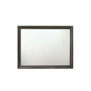 Transitional Style Wooden Decorative Mirror with Beveled Edges, Gray ...