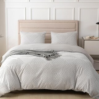 Soft and Durable 3 Pieces Zipper Bedding Comforter Cover Set ,Gray ...