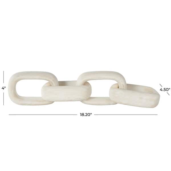 Cream Wood 4 Link Chain Decorative Sculpture with Natural Wood Grains ...