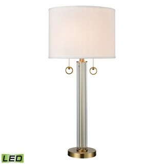 Elk Home Cannery Row Clear With White Linen Shade 2 Light Table Lamp ...