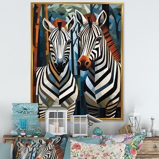Designart "Black And White Zebra Patterns Dynamic I" Animals Zebra ...