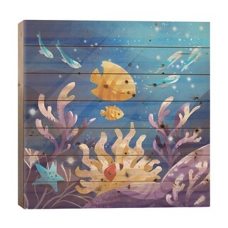 Sunny Coral Reef Print On Wood by Ffion Evans - Multi-Color - Bed Bath ...